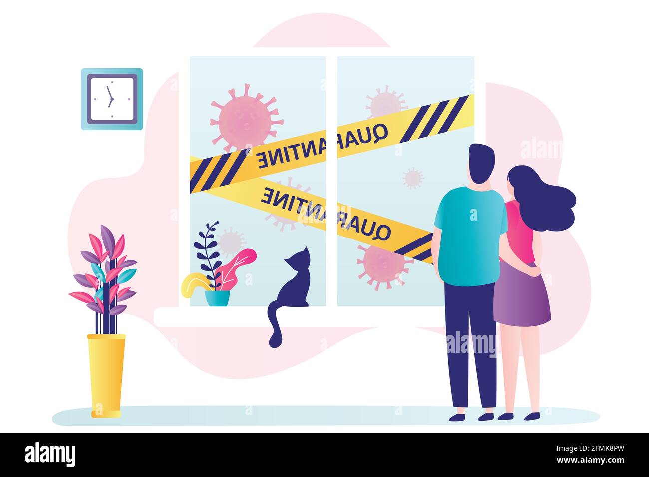 Back view couple window Cut Out Stock Images & Pictures - Alamy