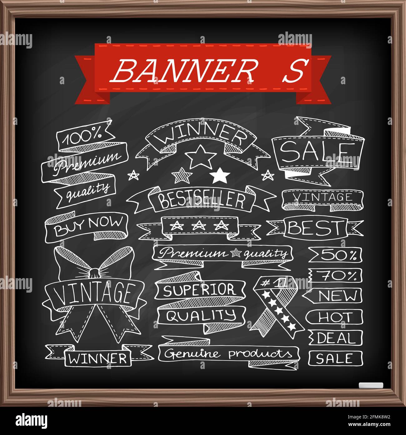 Doodle set of banners with chalkboard effect Stock Vector Image & Art ...