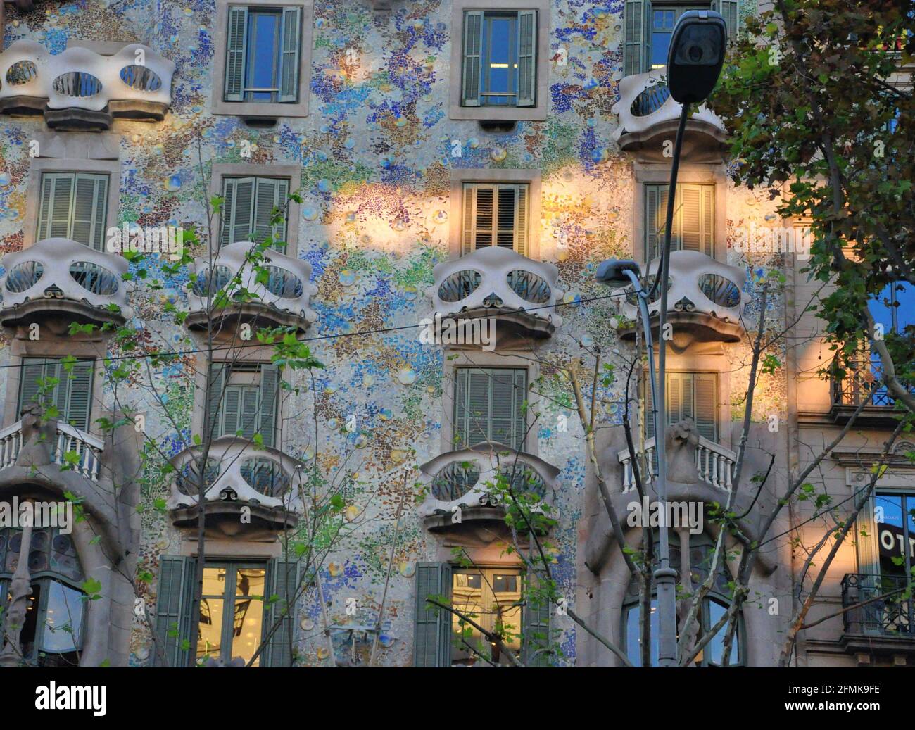 Barcelona, Catalunya: Detail of the Casa Batllò Batllò House designed ...