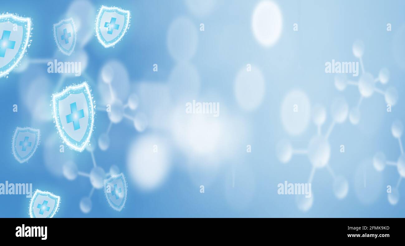 Abstract blue medical background with medical health protection shield ...