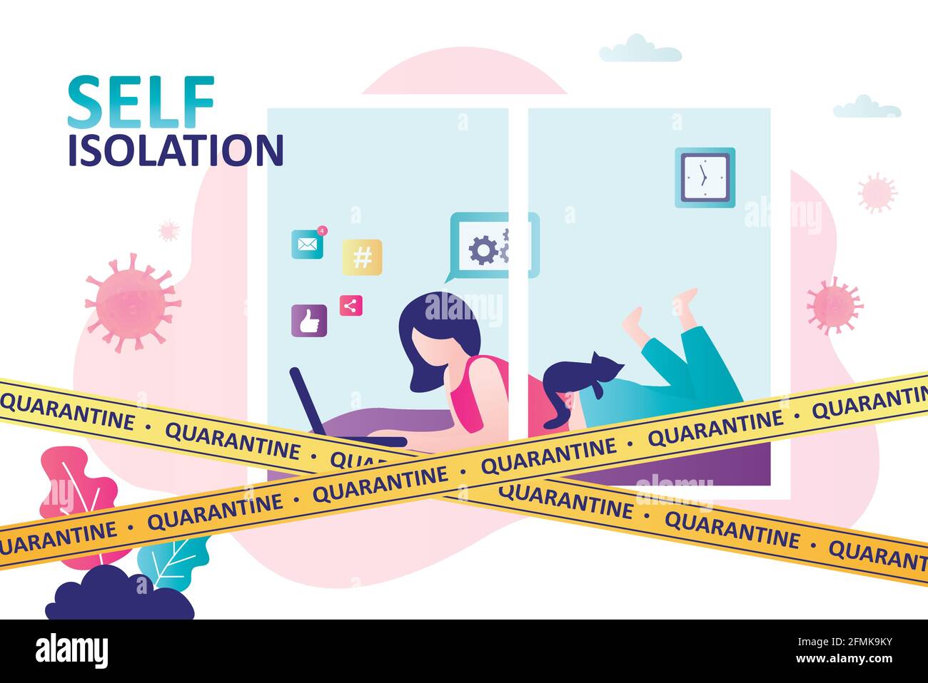 Teleworking vector vectors hi-res stock photography and images - Alamy