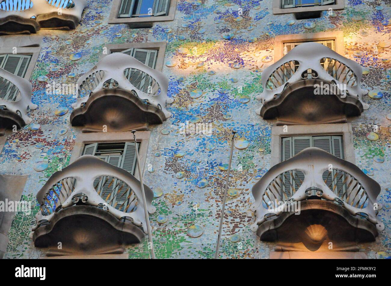Barcelona, Catalunya: Detail of the Casa Batllò Batllò House designed ...
