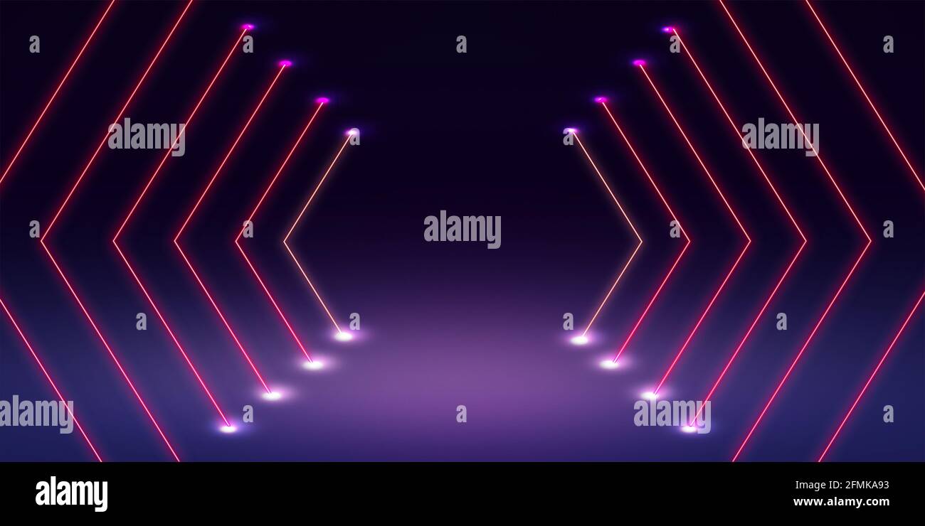 Ultraviolet neon laser lines, abstract rays technology retro background ...