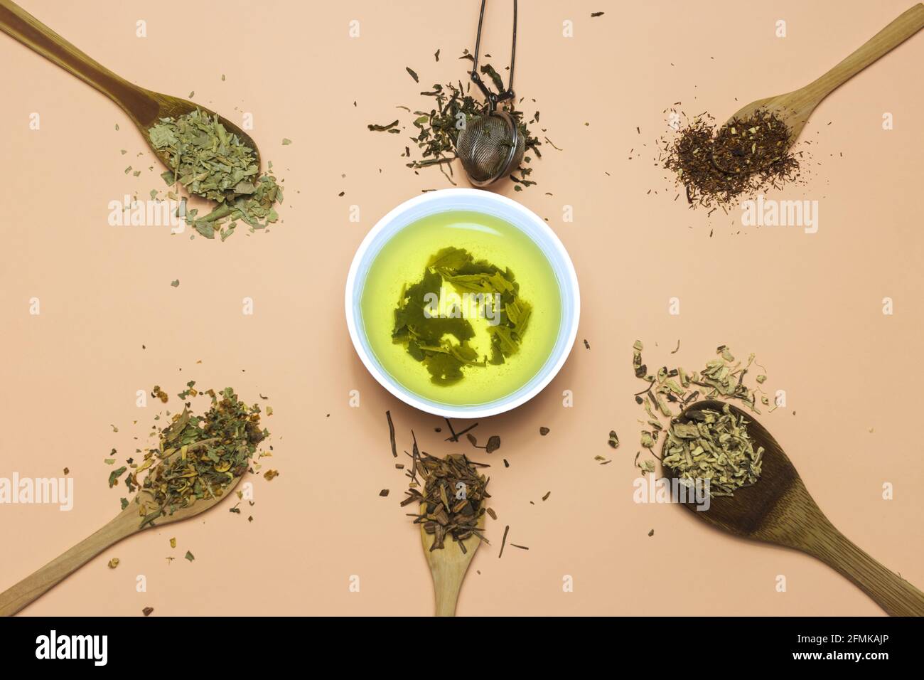 Composition with different types of plants for infusions, with a green ...