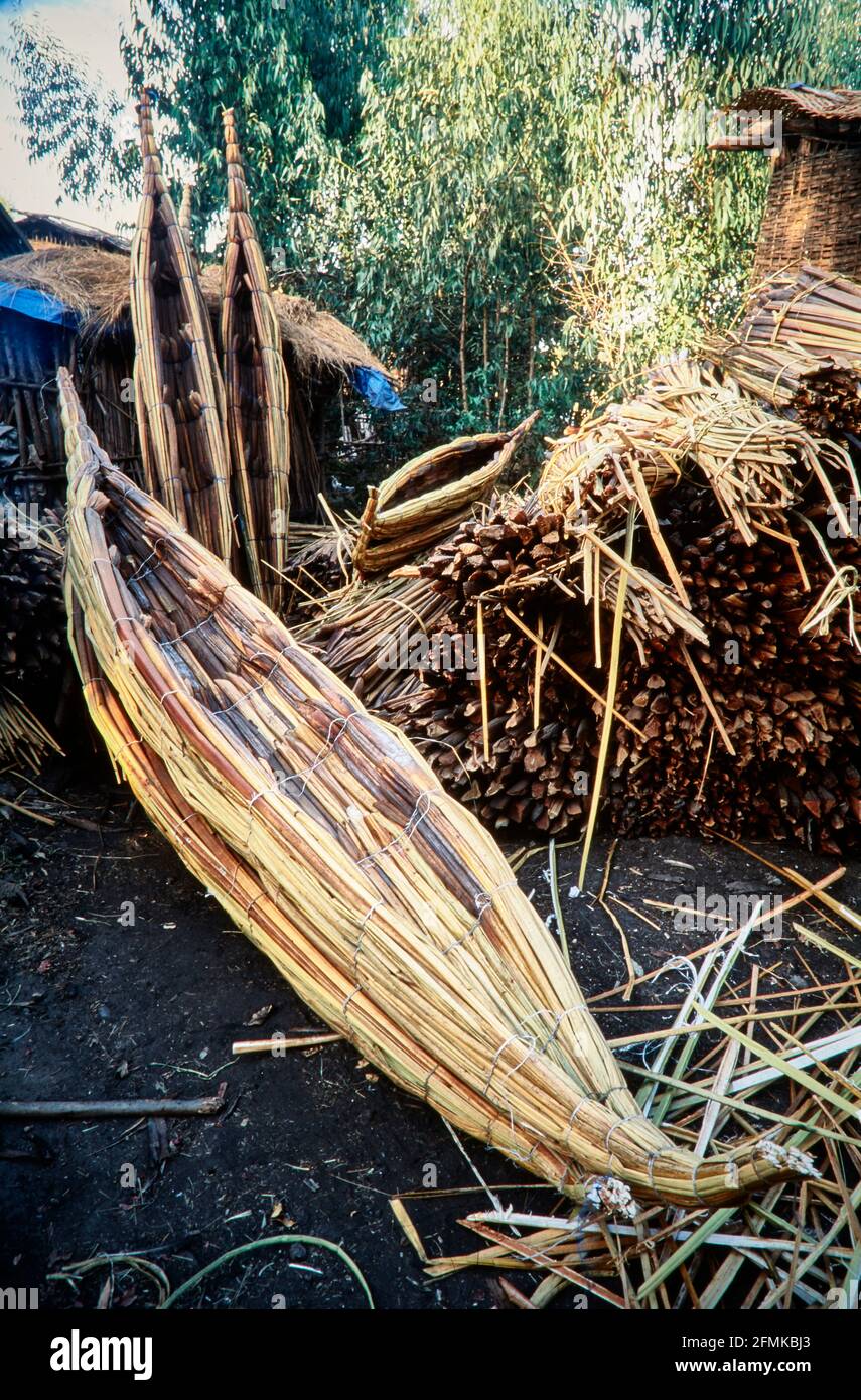 A workshop for papyrus boats in Bahir Dar. Papyrus boats are used by ...