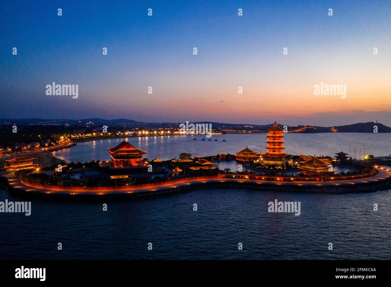 PENGLAI, CHINA - MAY 10, 2021 - Aerial view of the Eight Immortals ...