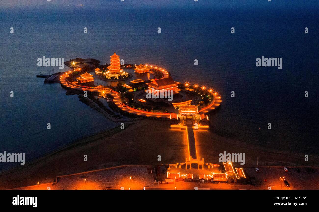 PENGLAI, CHINA - MAY 10, 2021 - Aerial view of the Eight Immortals ...