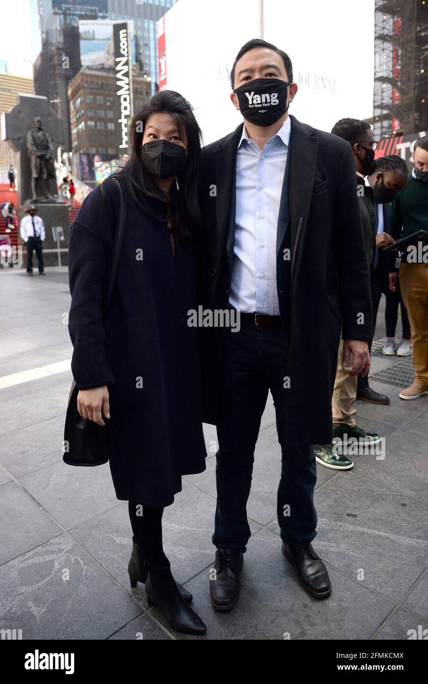New York, NY, USA. 9th May, 2021. Evelyn Yang, Andrew Yang out and ...