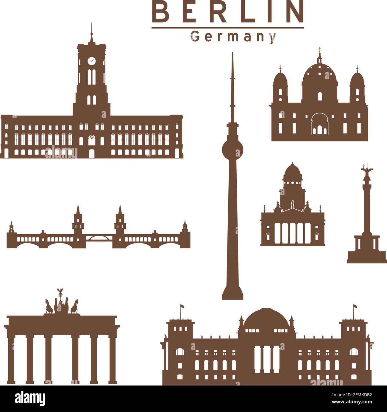 Landmarks in berlin, capital city of germany icon set Stock Vector ...