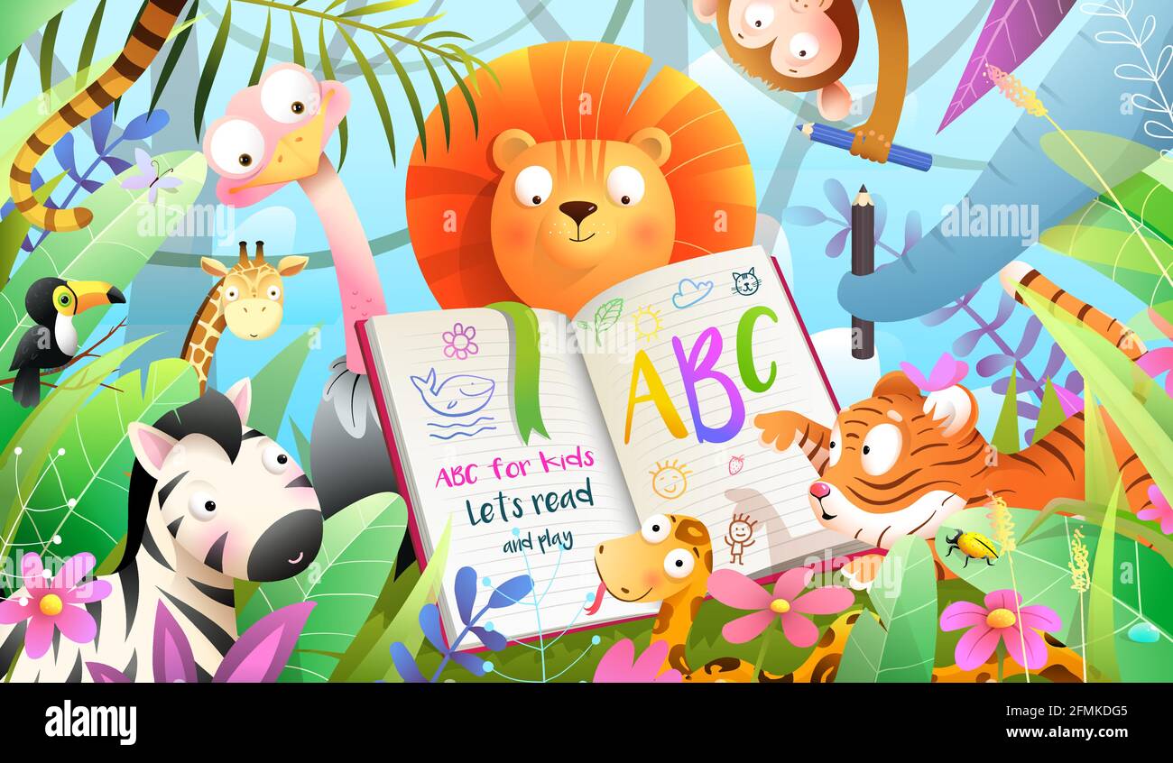 Monkey reading story Stock Vector Images - Alamy