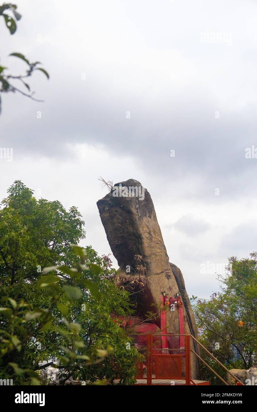 The kitty-corner view of the Lovers Stone during the daytime with extra ...