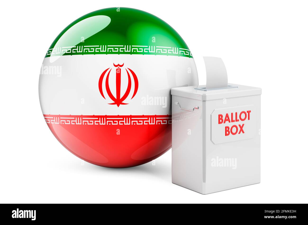 Ballot box with Iranian flag. Election in Iran. 3D rendering isolated ...
