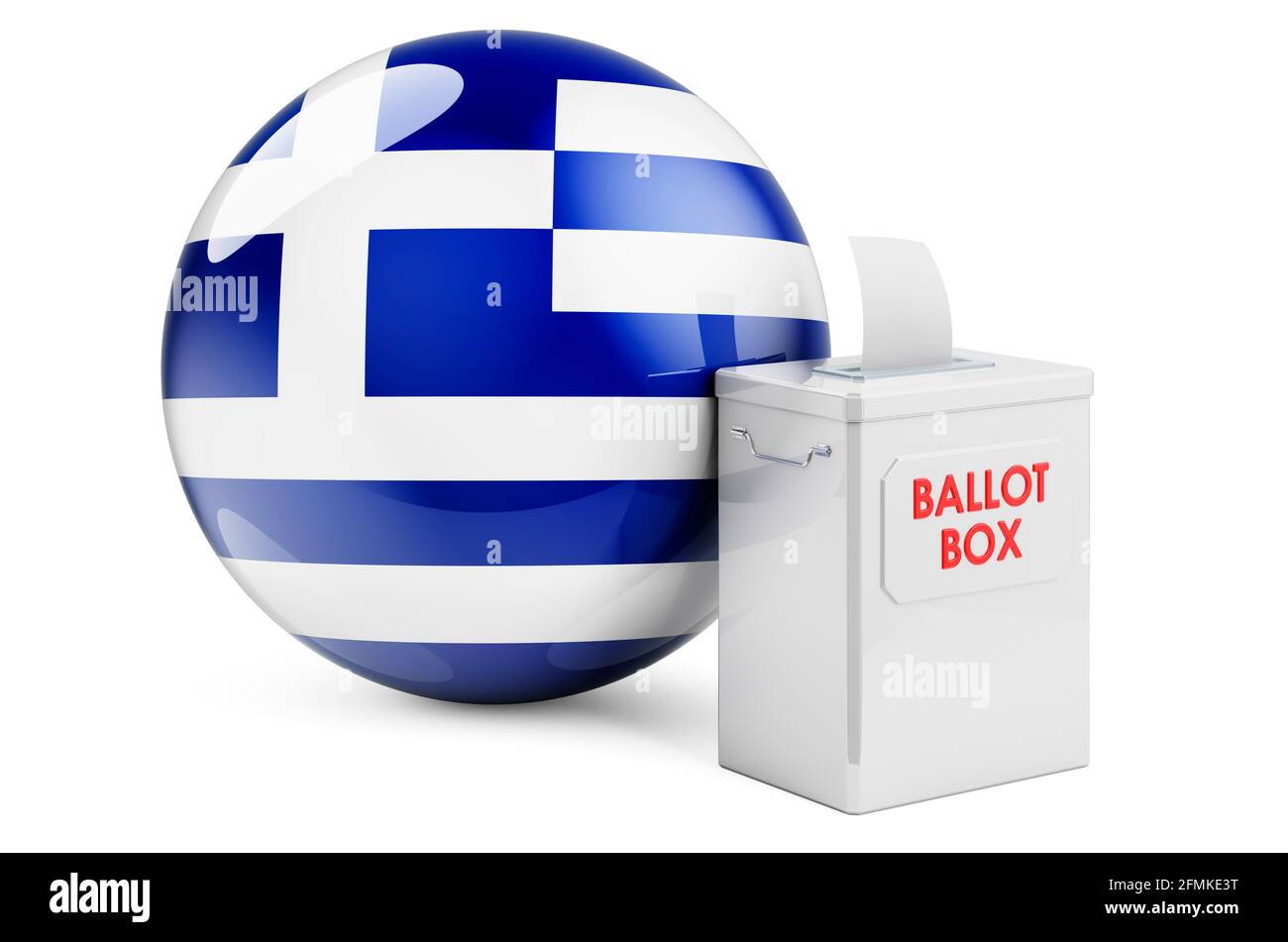Ballot box with Greek flag. Election in Greece. 3D rendering isolated ...