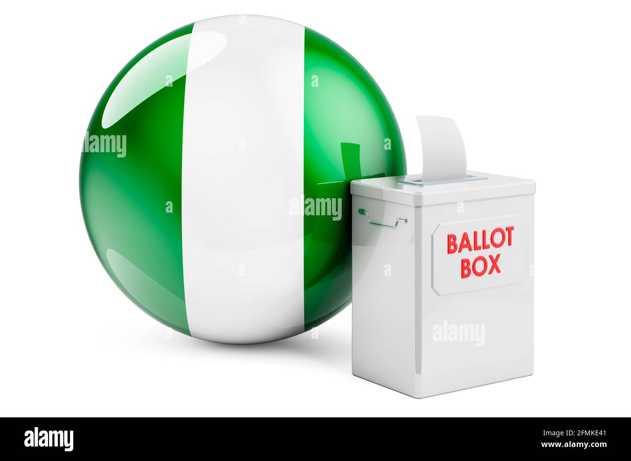 Ballot box with Nigerian flag. Election in Nigeria. 3D rendering ...