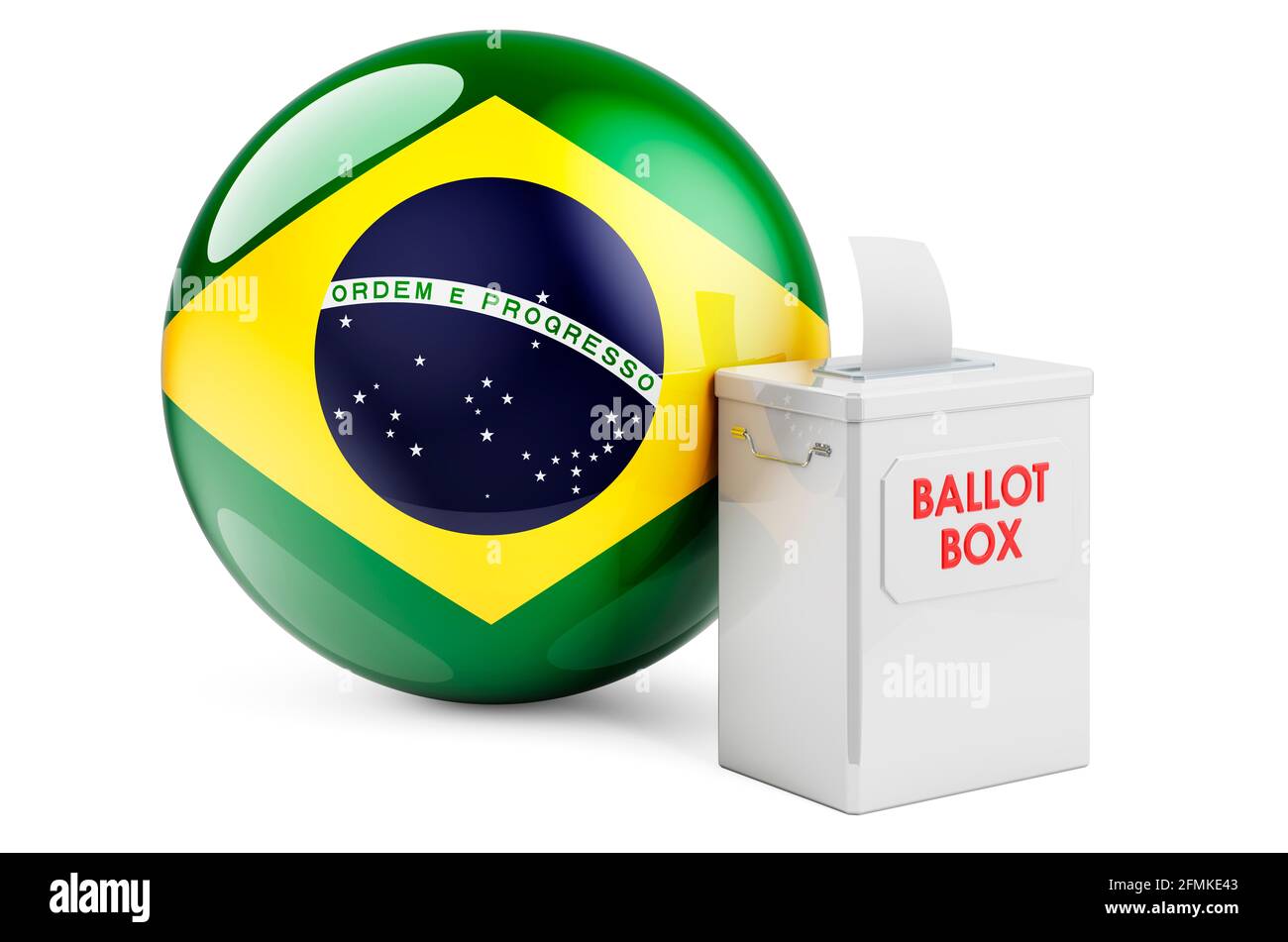 Ballot box with Brazilian flag. Election in Brazil. 3D rendering ...