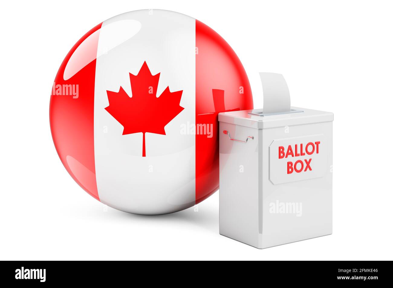 Ballot box with Canadian flag. Election in Canada. 3D rendering ...