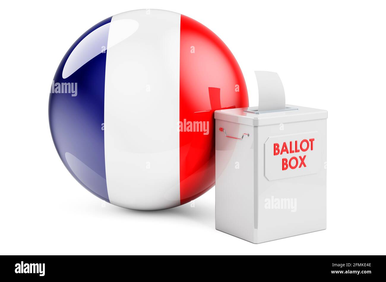Ballot box with French flag. Election in France. 3D rendering isolated ...