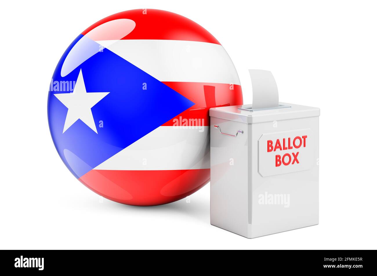 Ballot box with Puerto Rican flag. Election in Puerto Rico. 3D ...