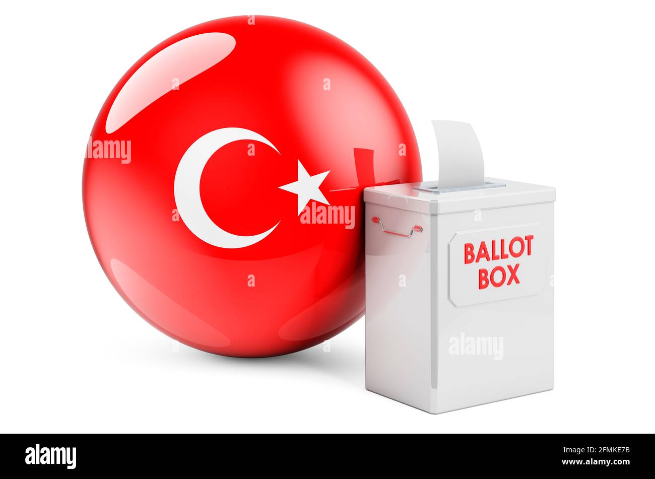 Ballot box with Turkish flag. Election in Turkey. 3D rendering isolated ...