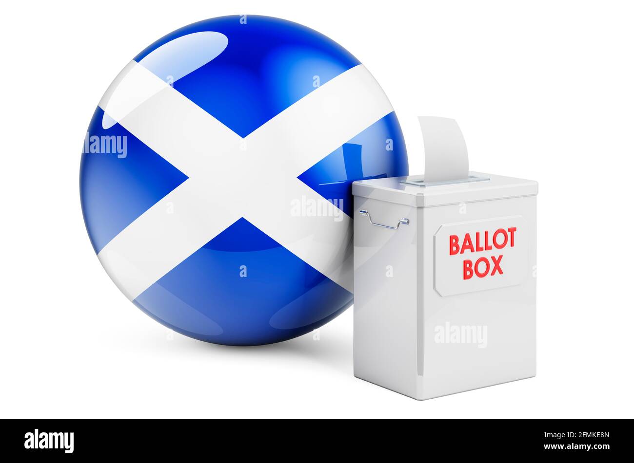 Ballot box with Scottish flag. Election in Scotland. 3D rendering ...
