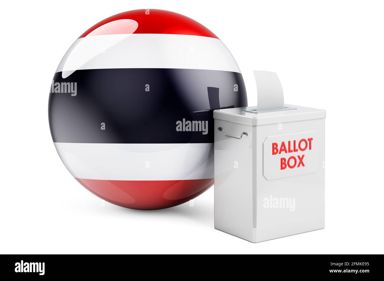 Ballot box with Thai flag. Election in Thailand. 3D rendering isolated ...