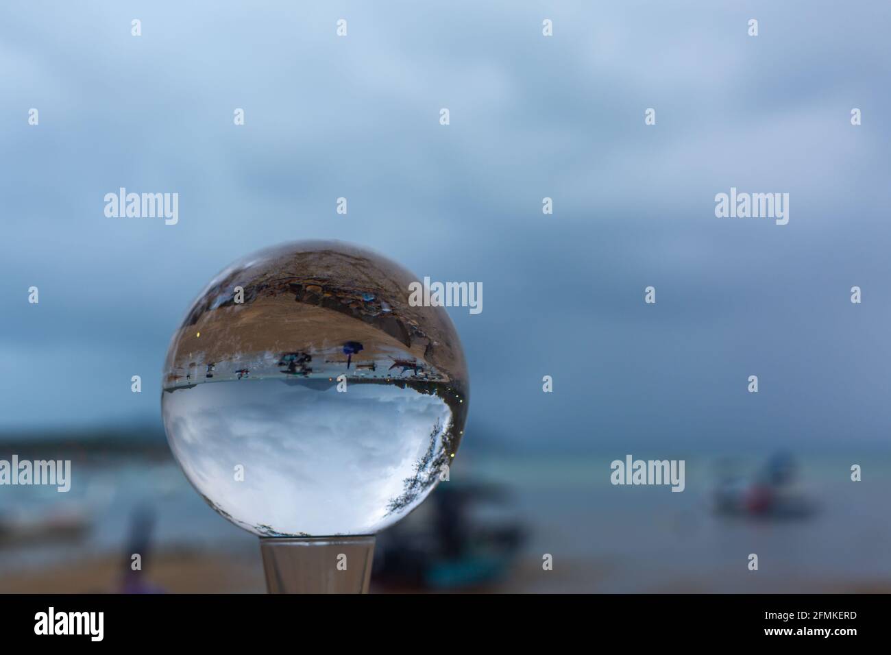 raining on crystal balls beside the beach. Nature image raining ...