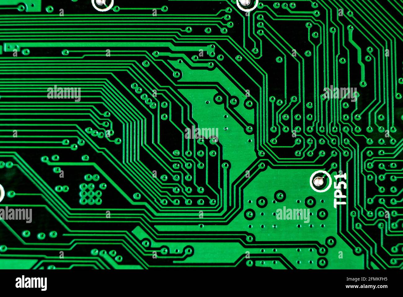 Macro shot of Circuit board with resistors microchips and electronic ...