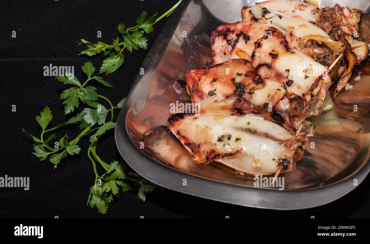 Stuffed squid. Mediterranean food. Dalmatia Stock Photo - Alamy
