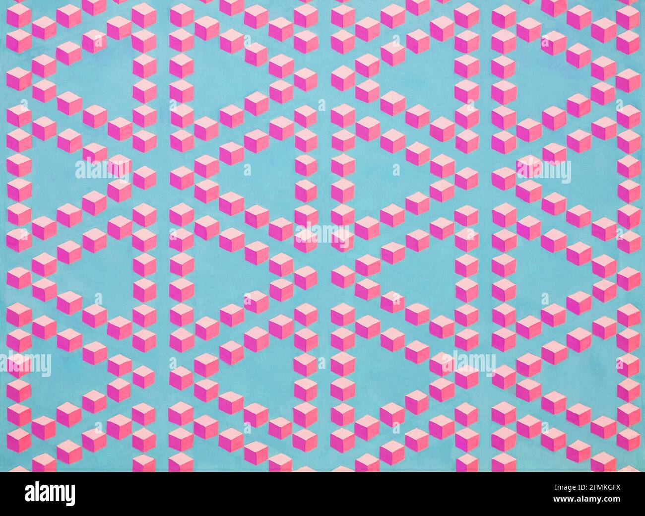 Cubes and triangles pattern texture mesh illustration. Hand drawn ...