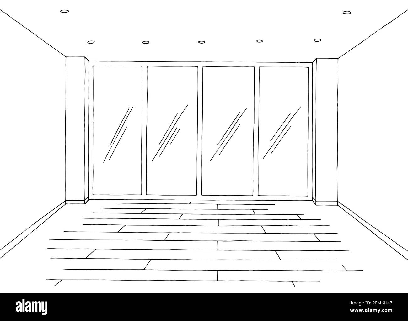 Room graphic black white home interior sketch illustration vector Stock ...