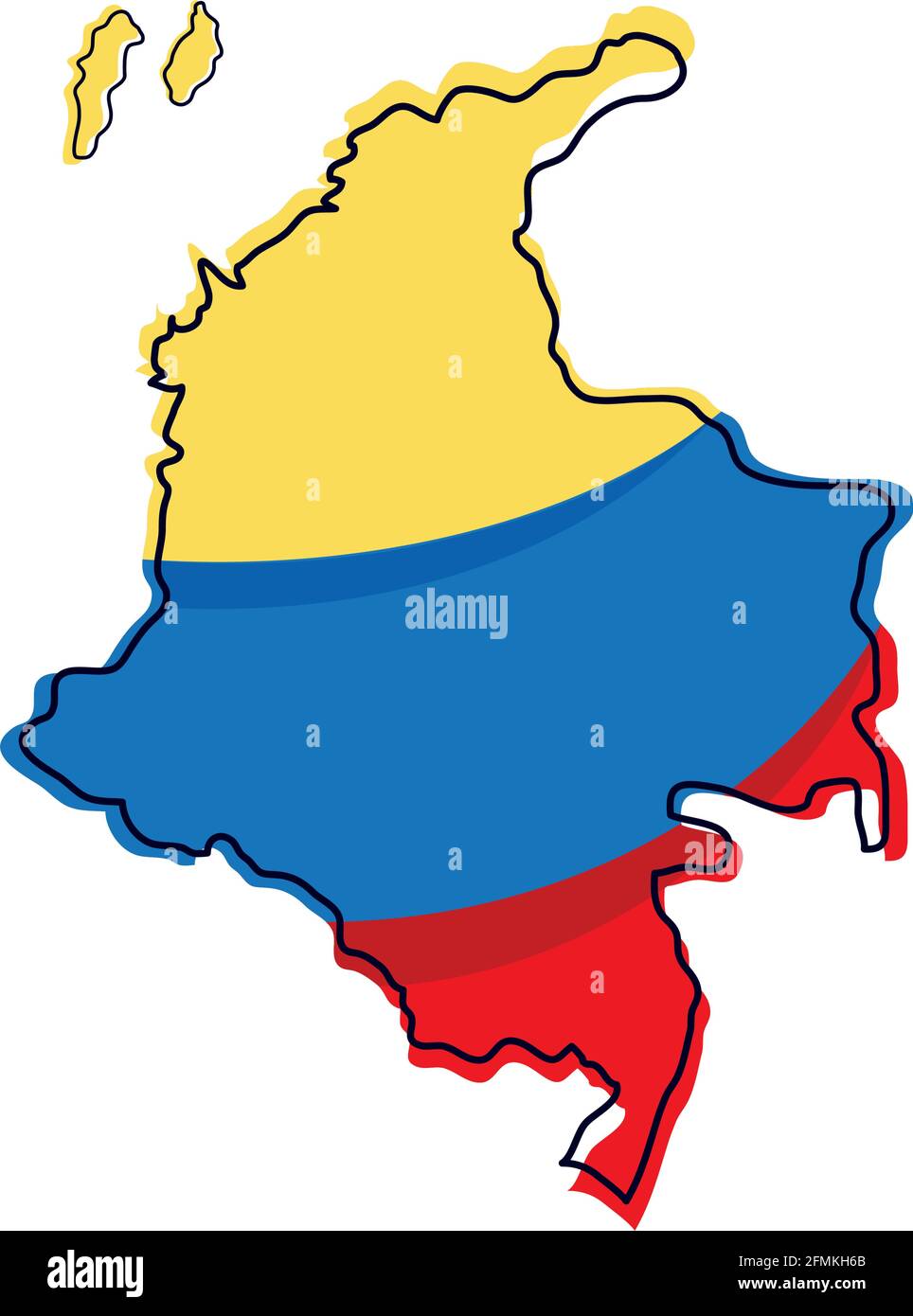 colombian flag in map Stock Vector Image & Art - Alamy