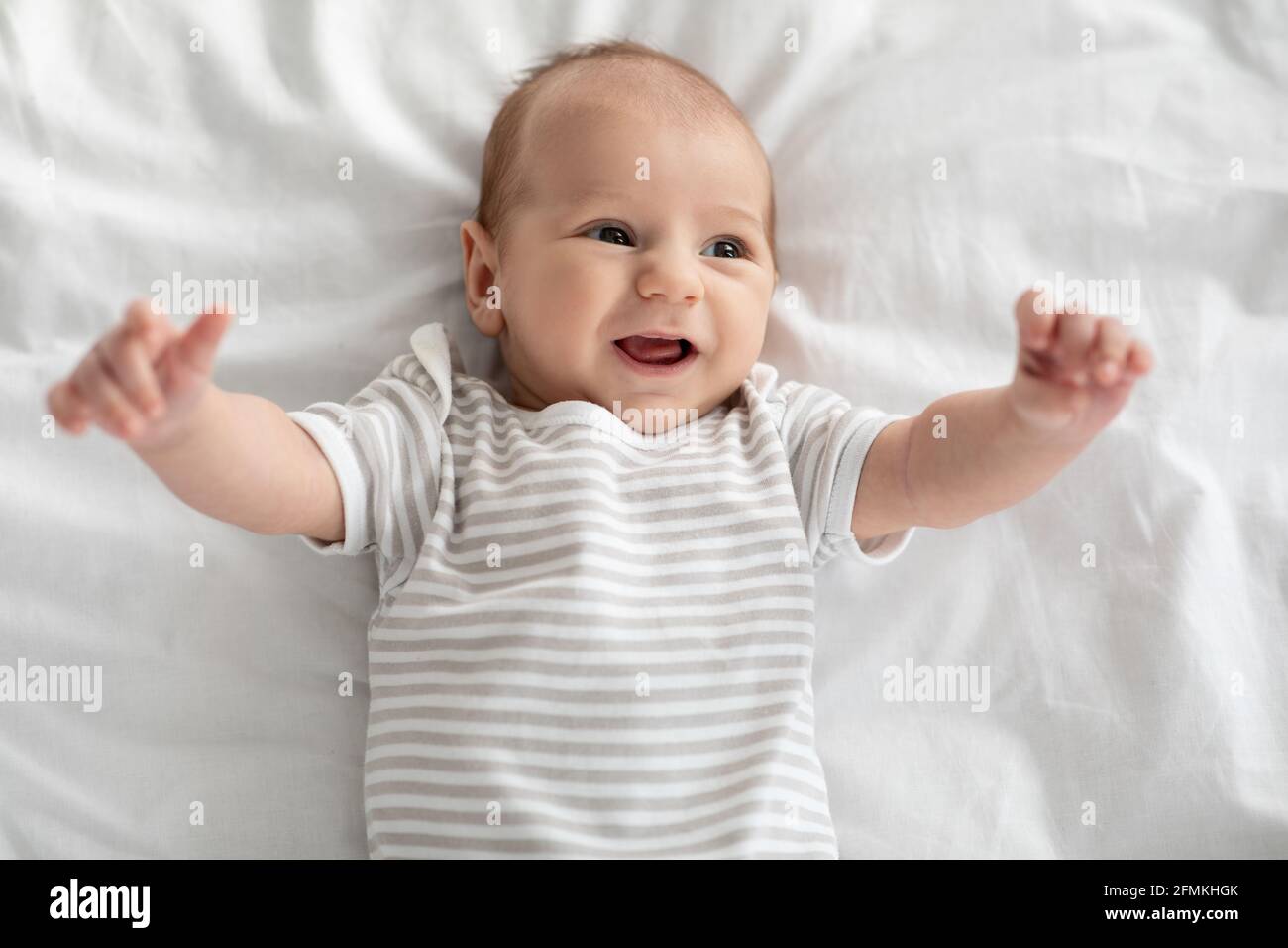 Infancy Concept. Closeup Portrait Of Cute Little Newborn Baby Relaxing ...