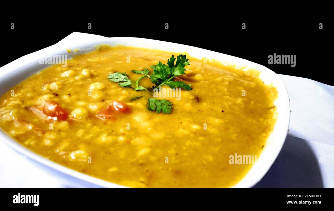 Indian popular food Dal fry or traditional Dal Tadka Curry served in ...