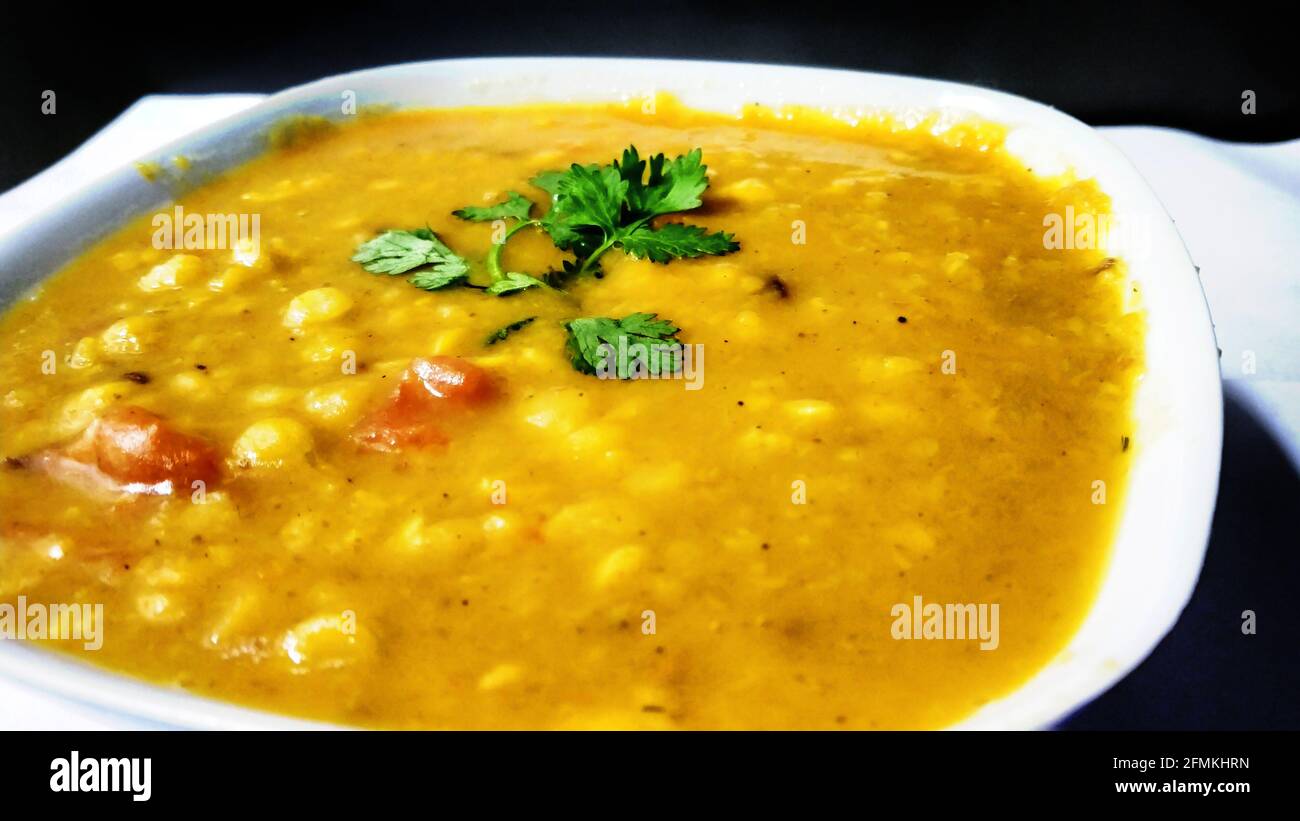 Indian popular food Dal fry or traditional Dal Tadka Curry served in ...