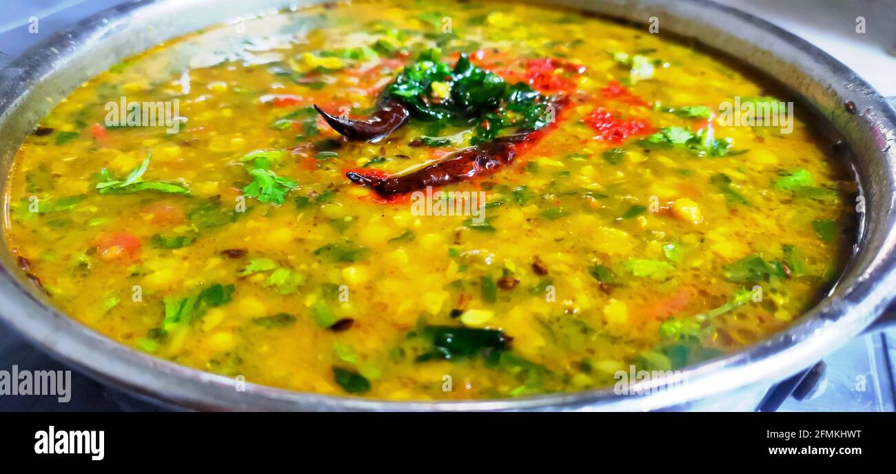 Indian popular food Dal fry or traditional Dal Tadka Curry served in ...