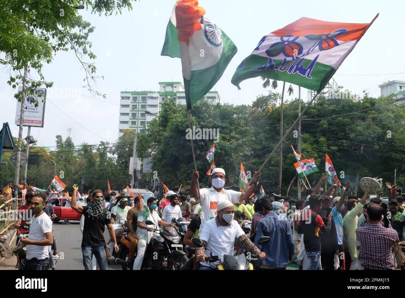 All India Trinamool congress party activists celebrating their winning ...