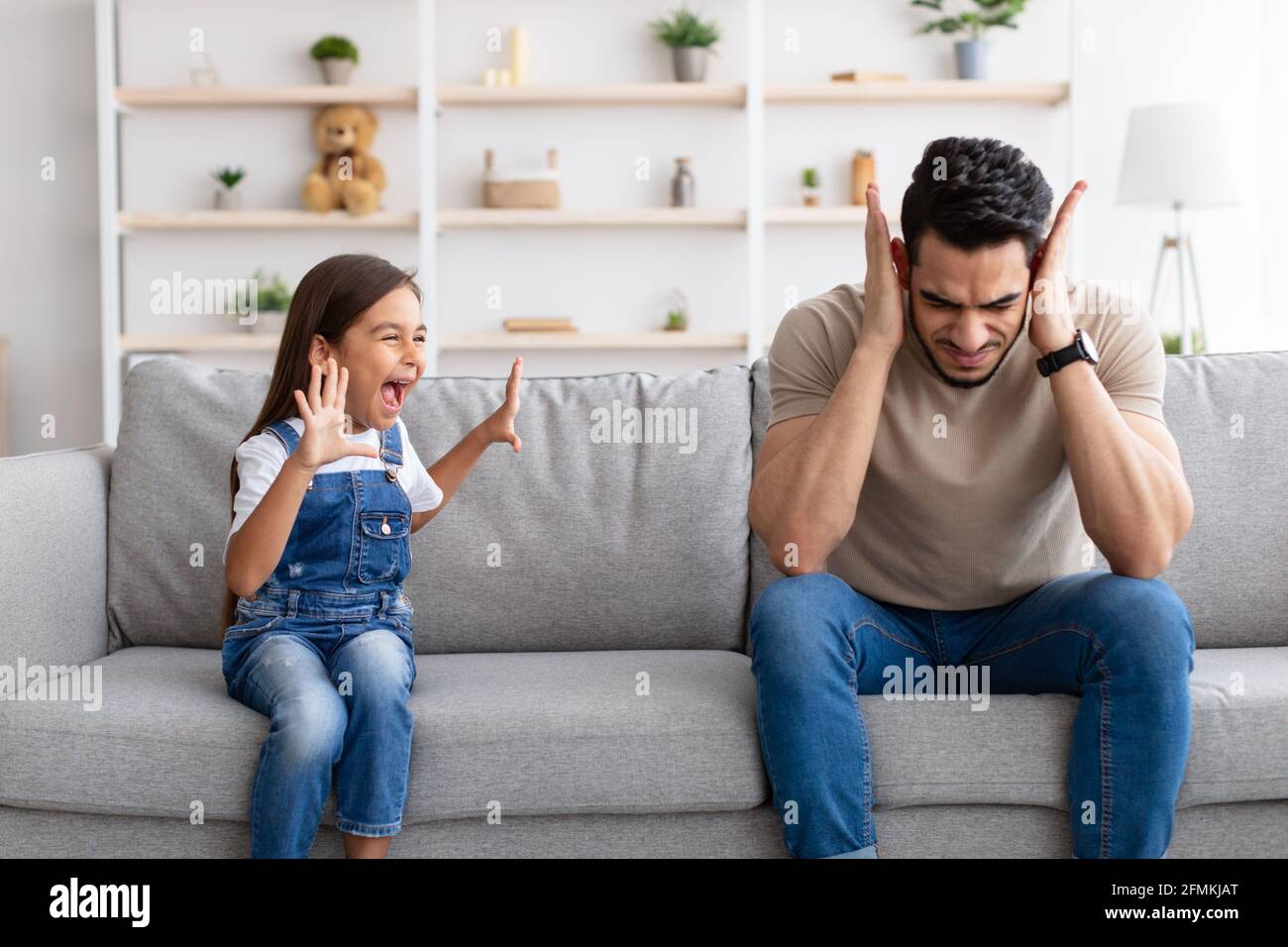 Problems Of Parenthood Concept. Portrait of angry naughty girl ...