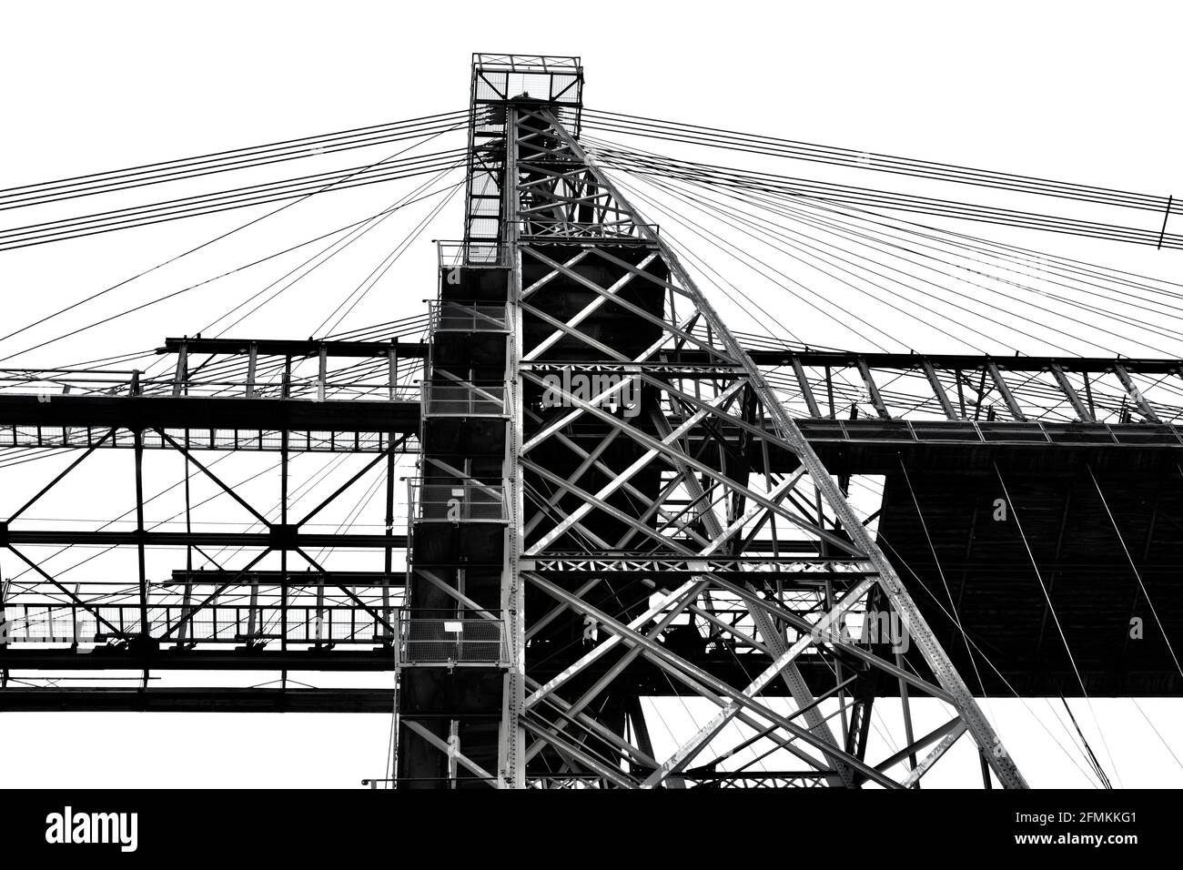 Newport Transporter Bridge, constructed in 1902 crosses the River Usk ...