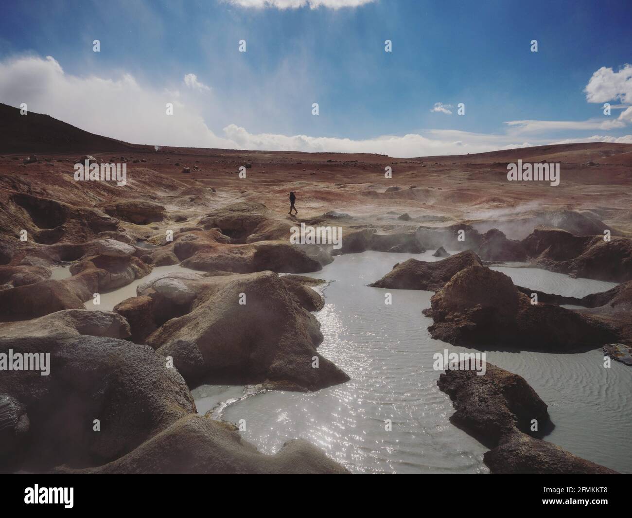 Geothermal activity volcanic hot sulphur springs mud pool fumaroles Sol ...