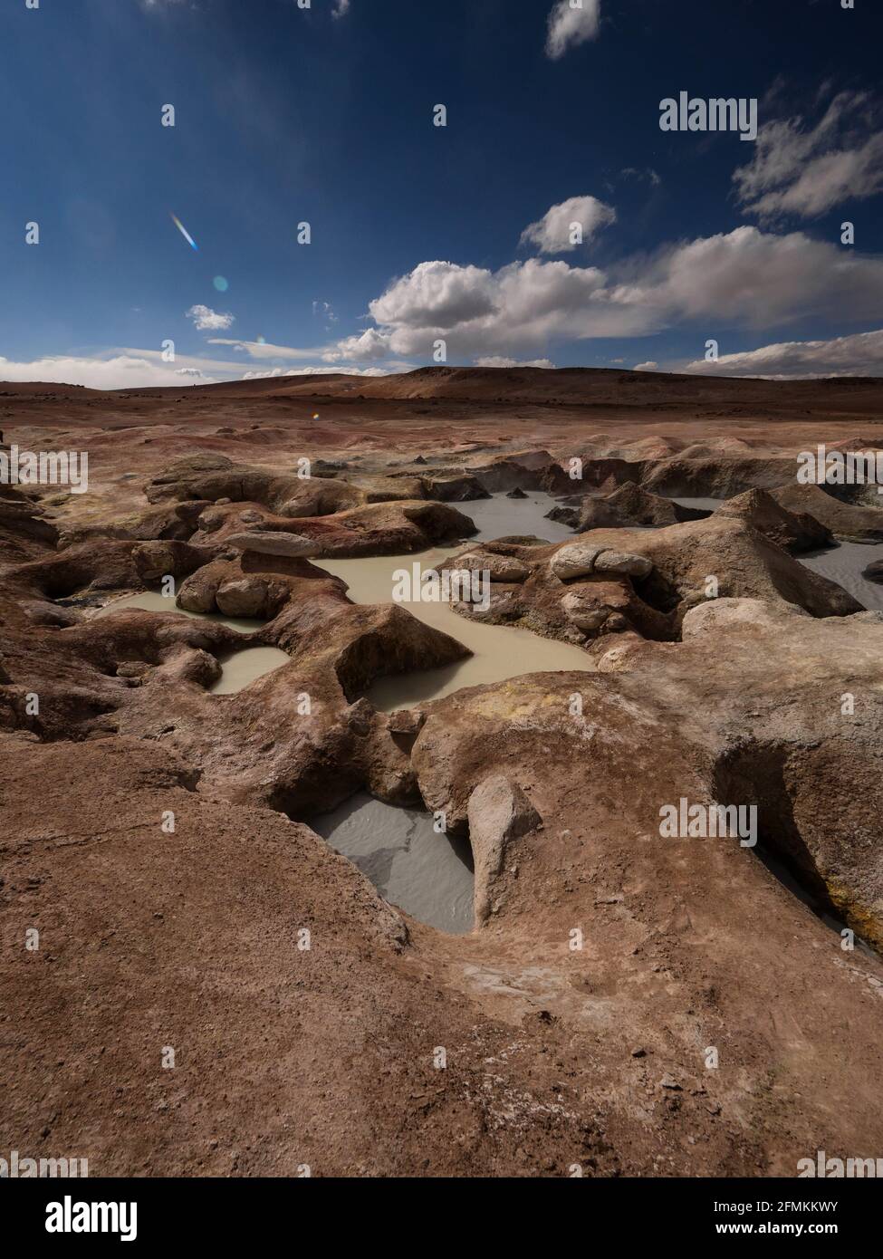 Geothermal activity volcanic hot sulphur springs mud pool fumaroles Sol ...