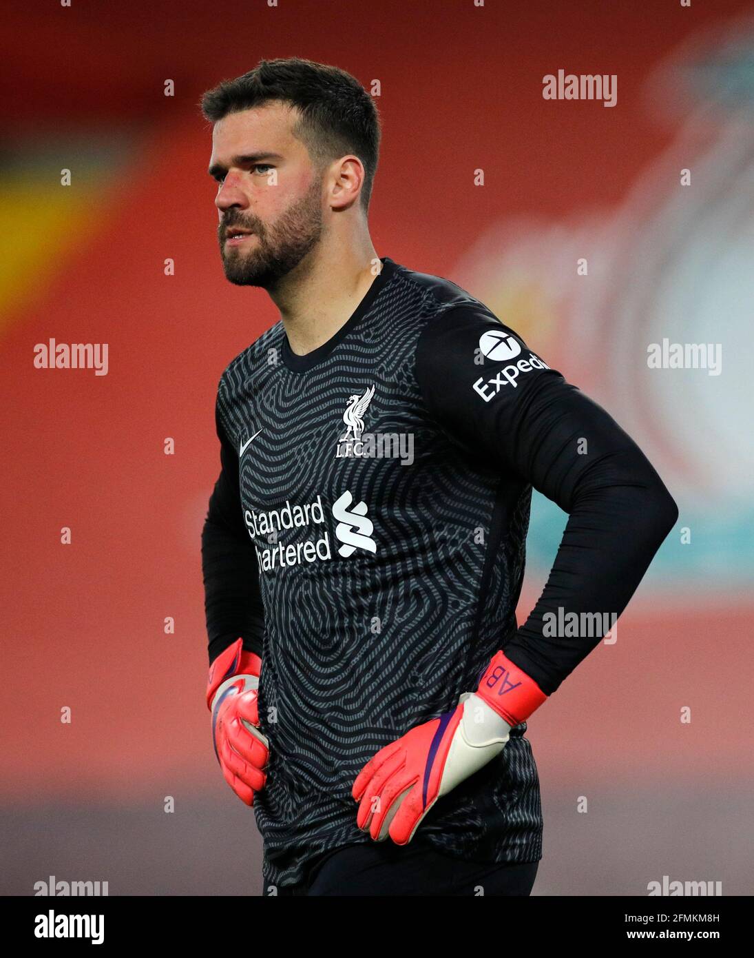 Liverpool goalkeeper Alisson during the Premier League match at Anfield ...