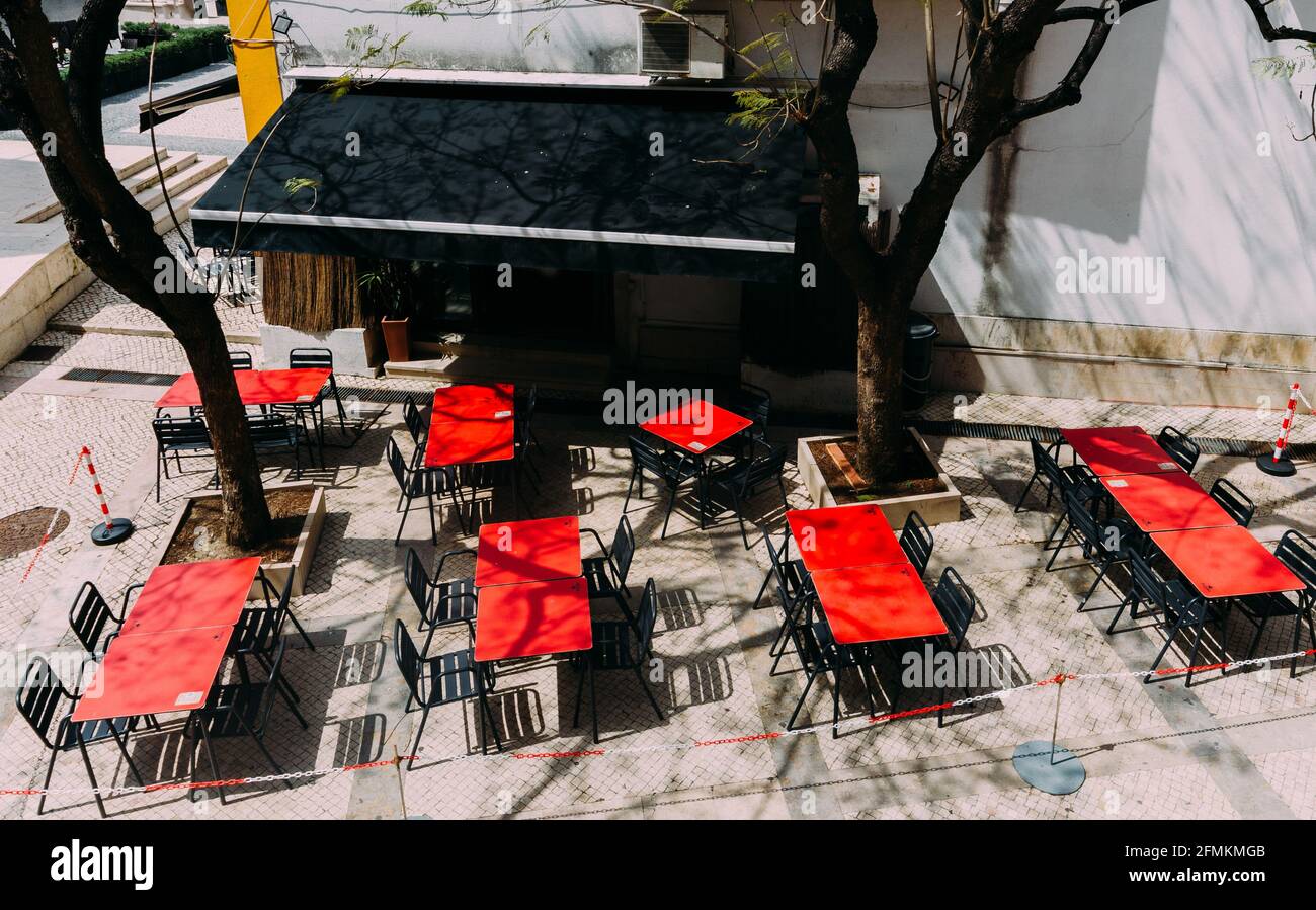 Outdoor cafe in Lisbon, Portugal Stock Photo - Alamy