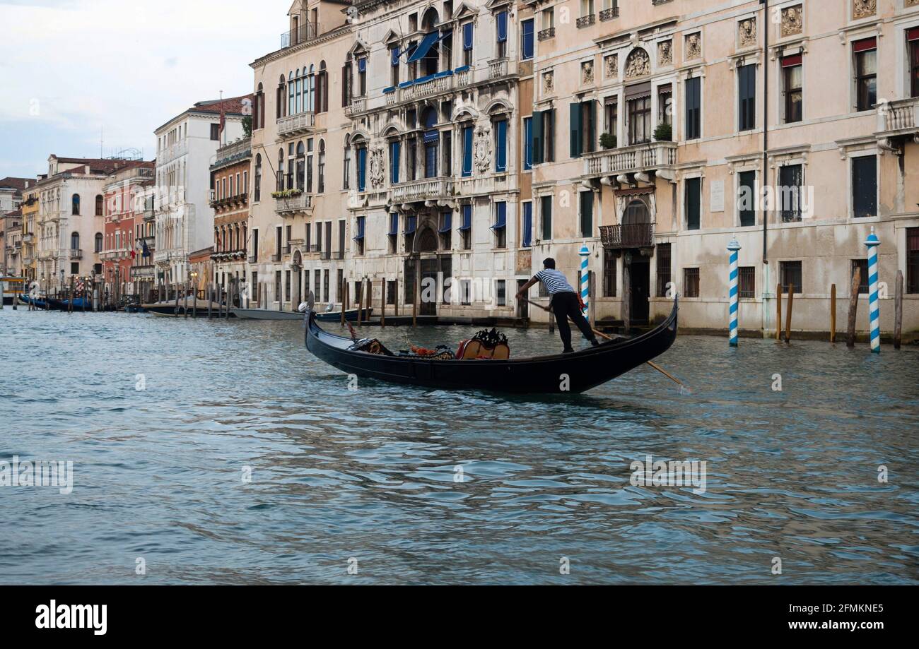 Panorama view of typical traditional gondola tourist boat ship ride in ...