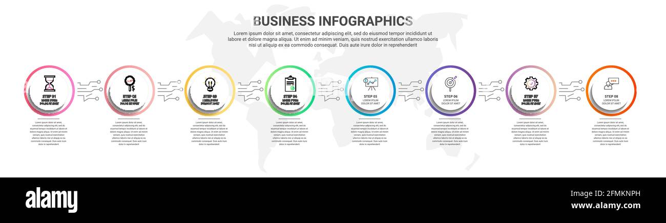 Vector infographics eight circles. Business concept of 8 steps, options ...