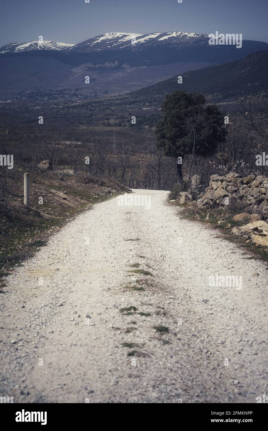 Narrow road on the hillside Stock Photo - Alamy