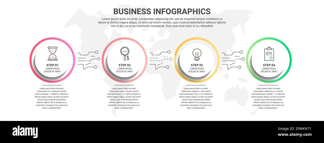 Vector infographics four circles. Business concept of 4 steps, options ...