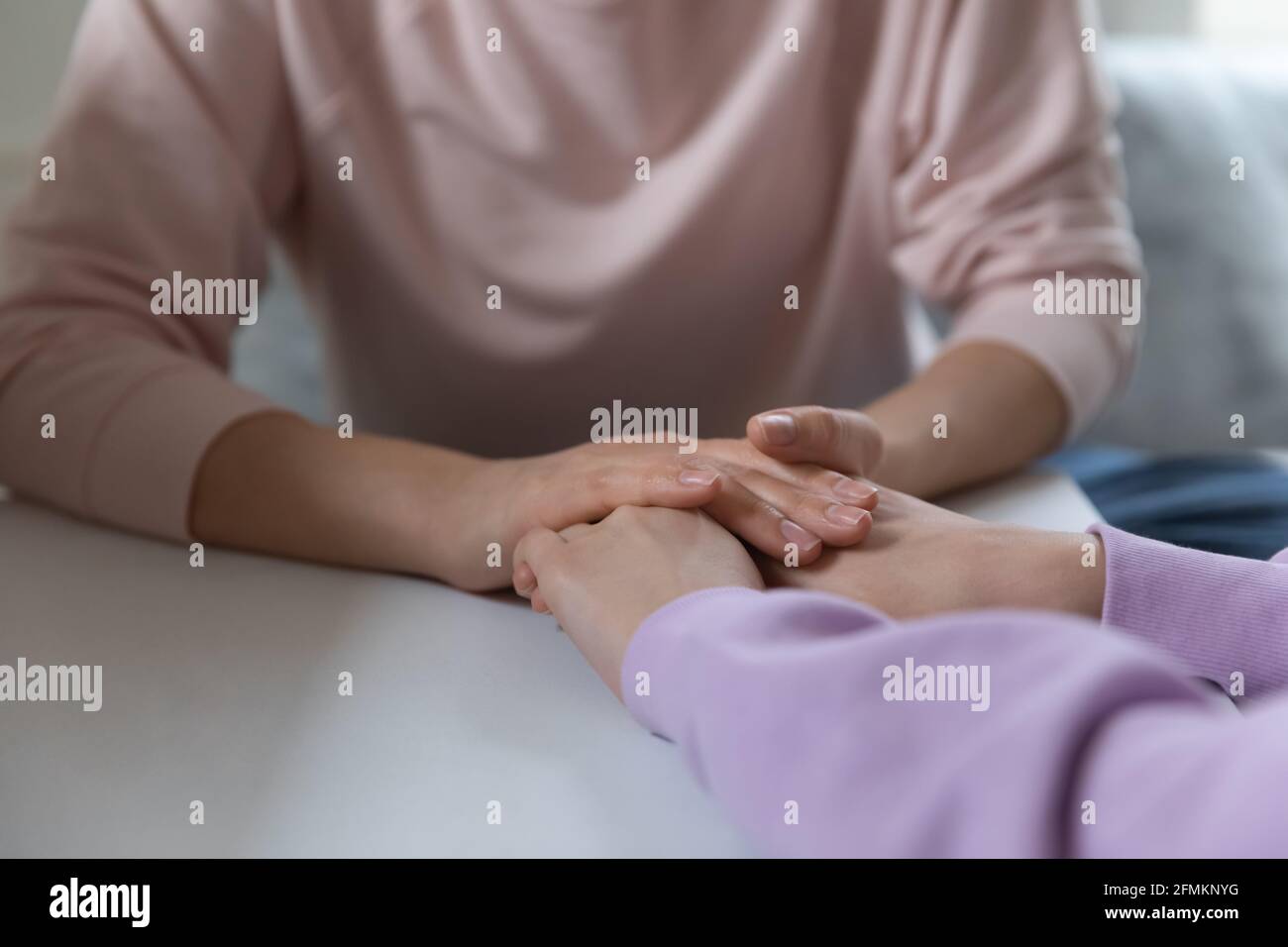 Young loving mother supporting teen child daughter Stock Photo - Alamy