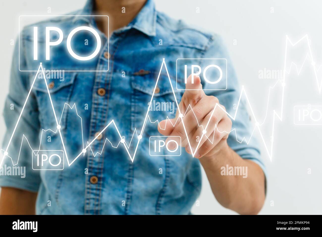 Businessman hand touching IPO or Initial Public Offering sign on ...