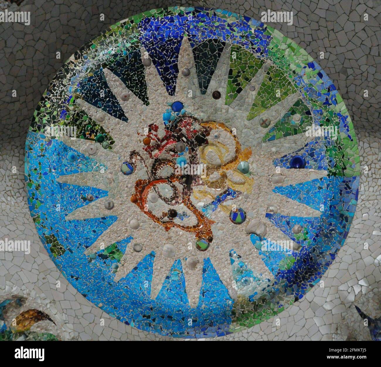 Barcelona, Catalunya: detail of a colored decorative tile in the ...