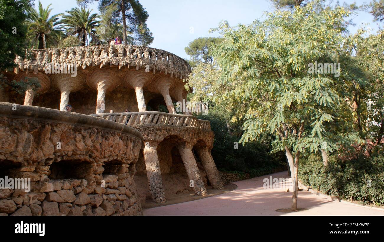 Barcelona, Catalunya: landscape of a detail of a Gaudi`s sculpture ...